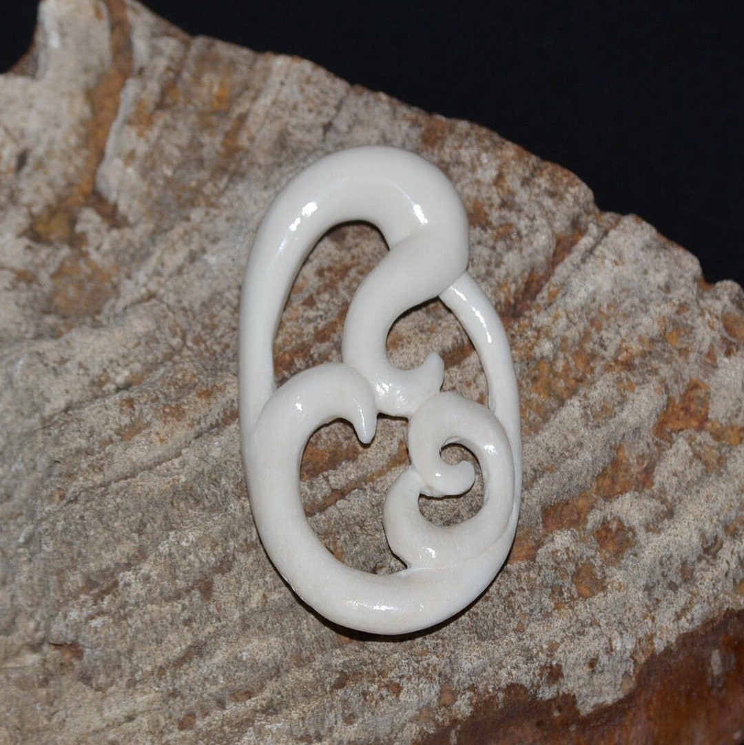 Hand Carved Koru Kook Pendant, Ox Bone Carving | 53mm X 30mm X 8mm - Etsy