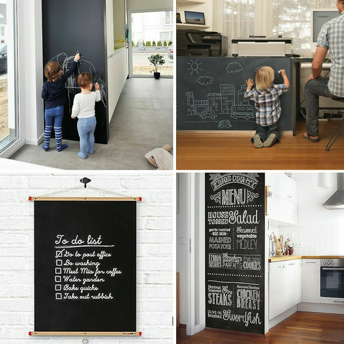Blackboard Vinyl Black Chalkboard Dry Eraser Chalkboard Wall Sticker ...
