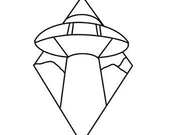 UFO Simple Stained Glass Pattern Pdf Digital File Stained Glass Flying ...