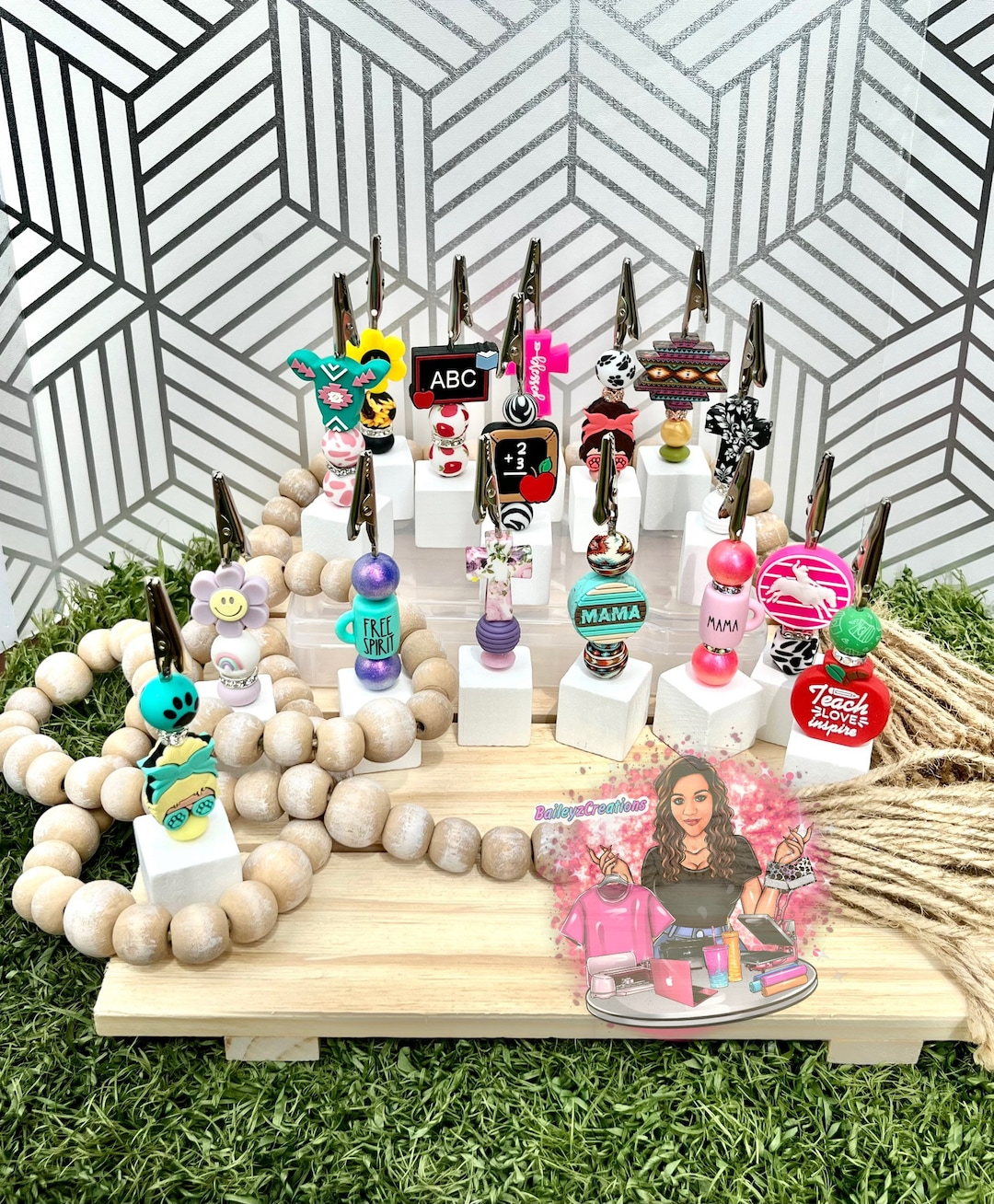 Photo Clip, Custom Beaded Photo Clip, Picture Desk Clip, Cute Photo ...