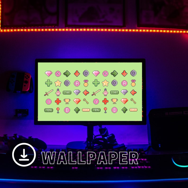 Retro Gaming Sprites Wallpaper, Digital Download - Etsy