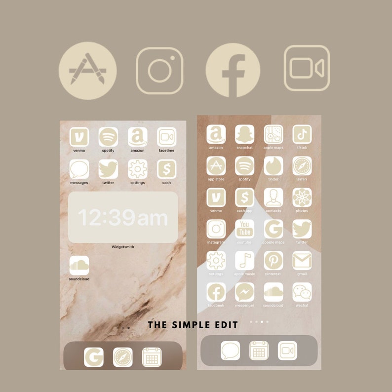 95 Beige iPhone Ios 14 App Icons / Covers - 95 BEIGE Social Media Set ...