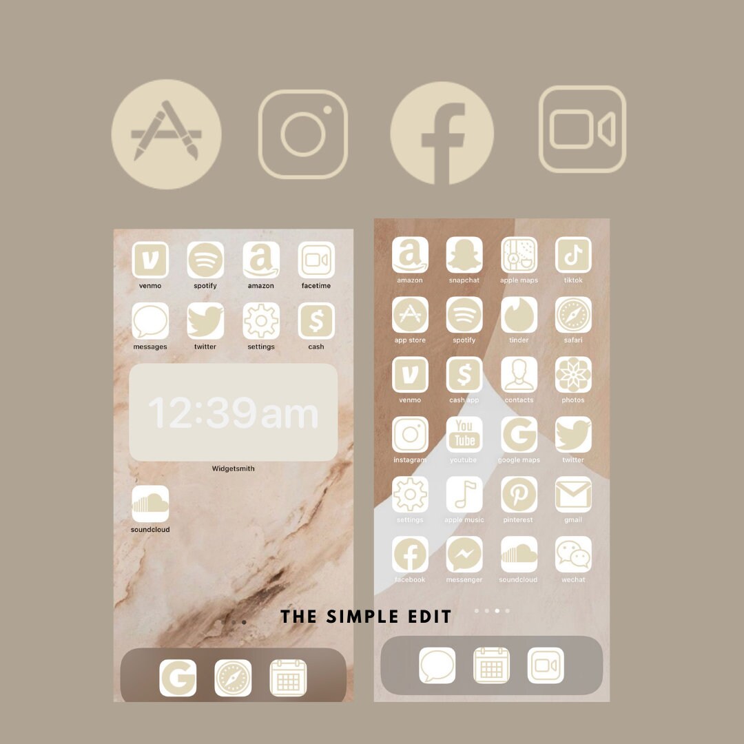 95 Beige iPhone Ios 14 App Icons / Covers - 95 BEIGE Social Media Set ...