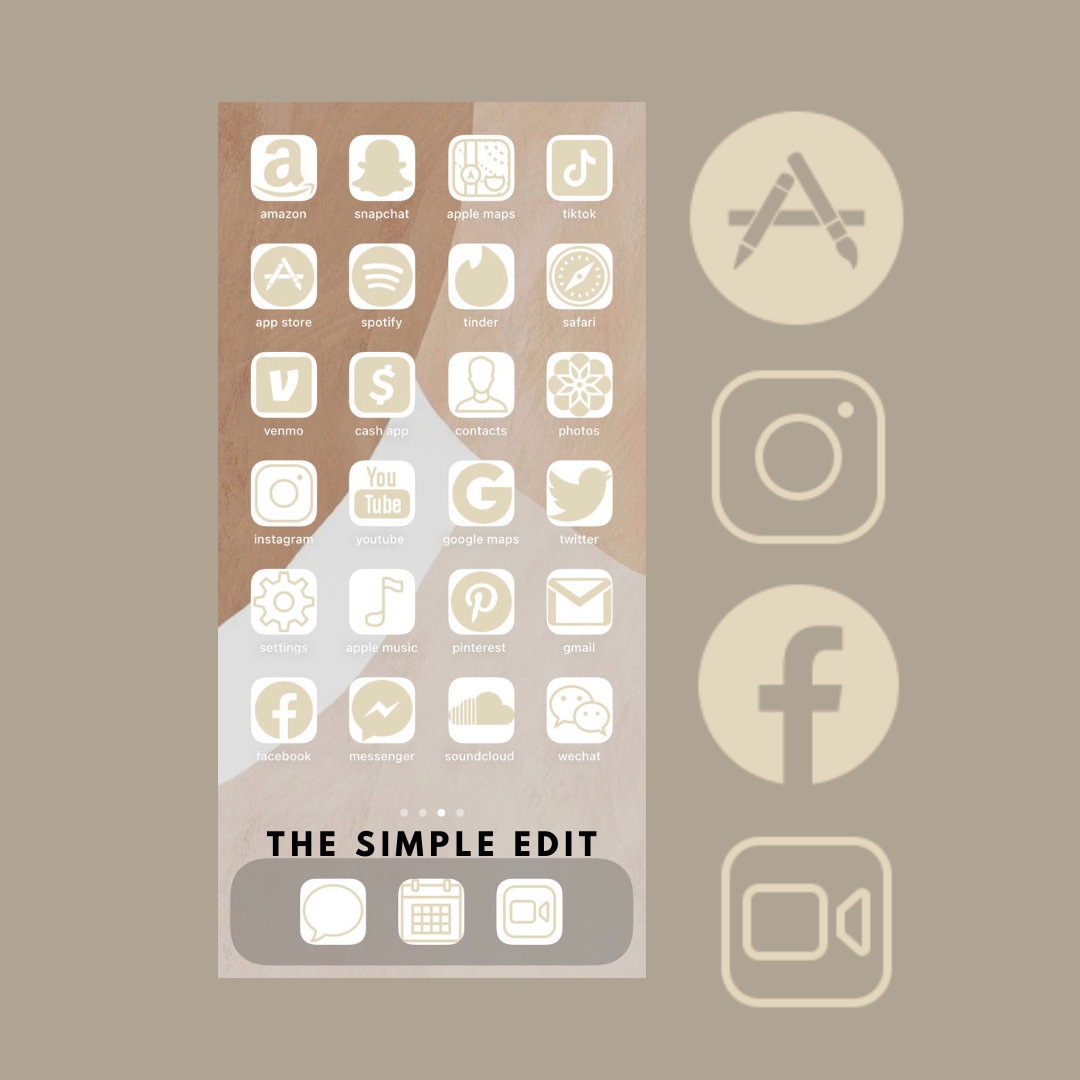 95 Beige iPhone Ios 14 App Icons / Covers - 95 BEIGE Social Media Set ...