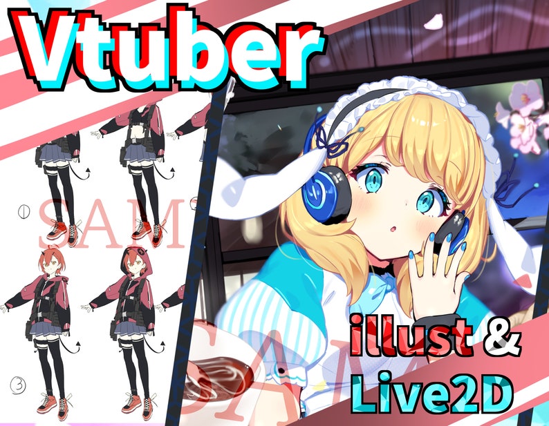 Custom 2D Vtuber Model rig Psd Pro Artist mira Anime - Etsy