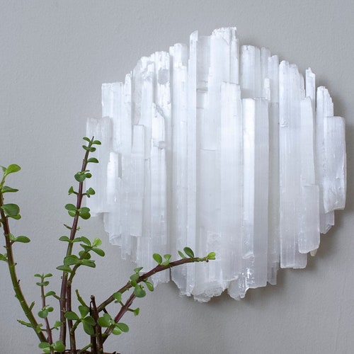 Selenite Wall Hanging Full Moon extra Mini - Etsy