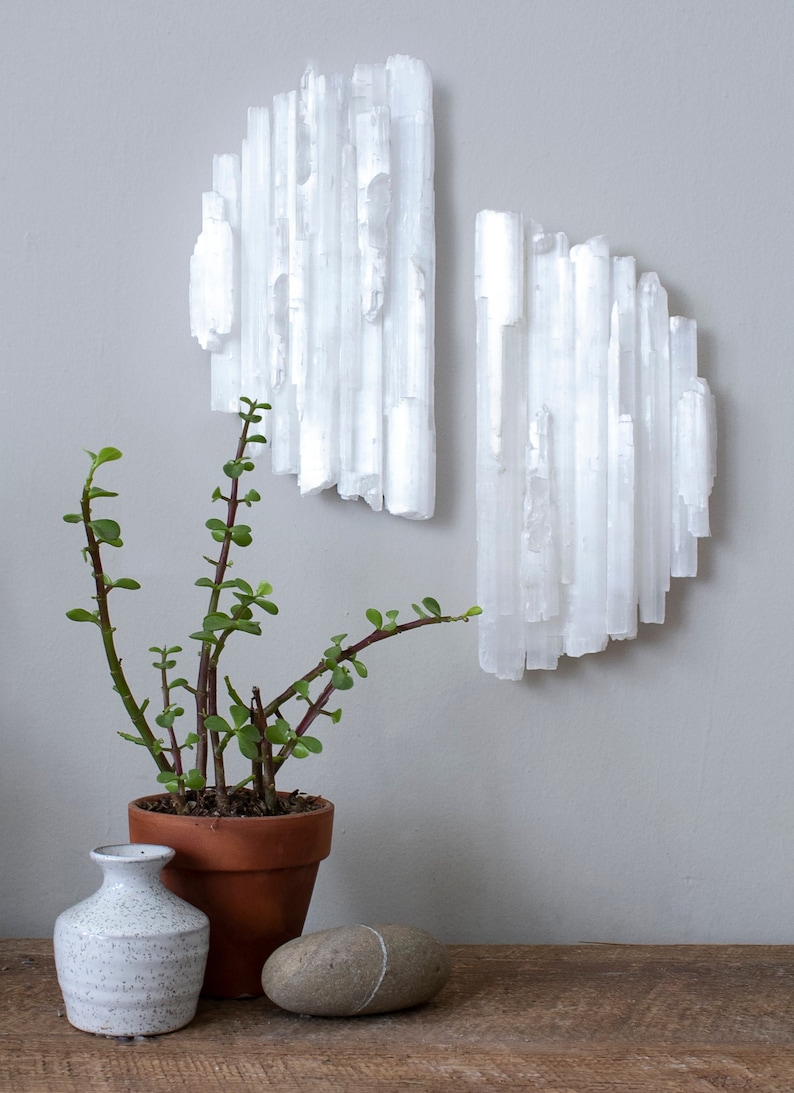 Selenite Wall Hanging - Half Moon Set - Etsy