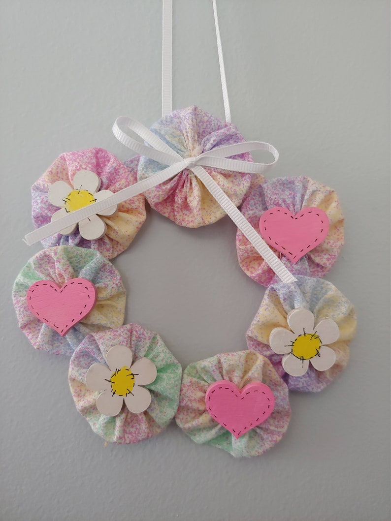 Small Spring Wreath Spring Yo-yo Wreath Small Spring Fabric - Etsy