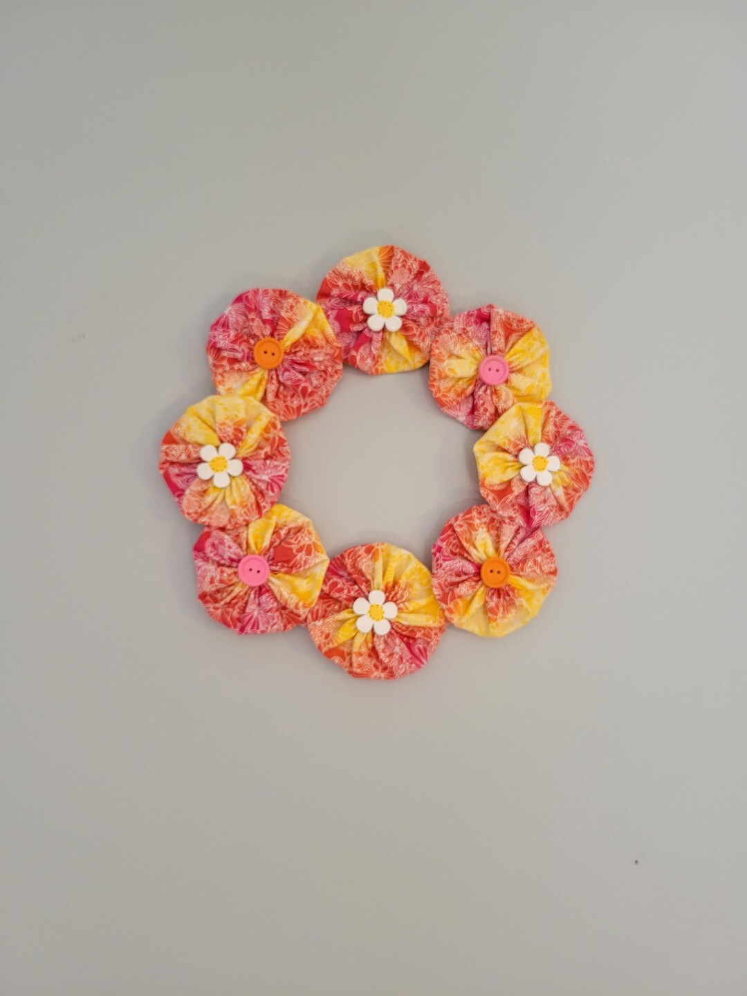 Summer Medium Wreath, Summer Decor, Yo-yo Wreath, Fabric Wreath - Etsy