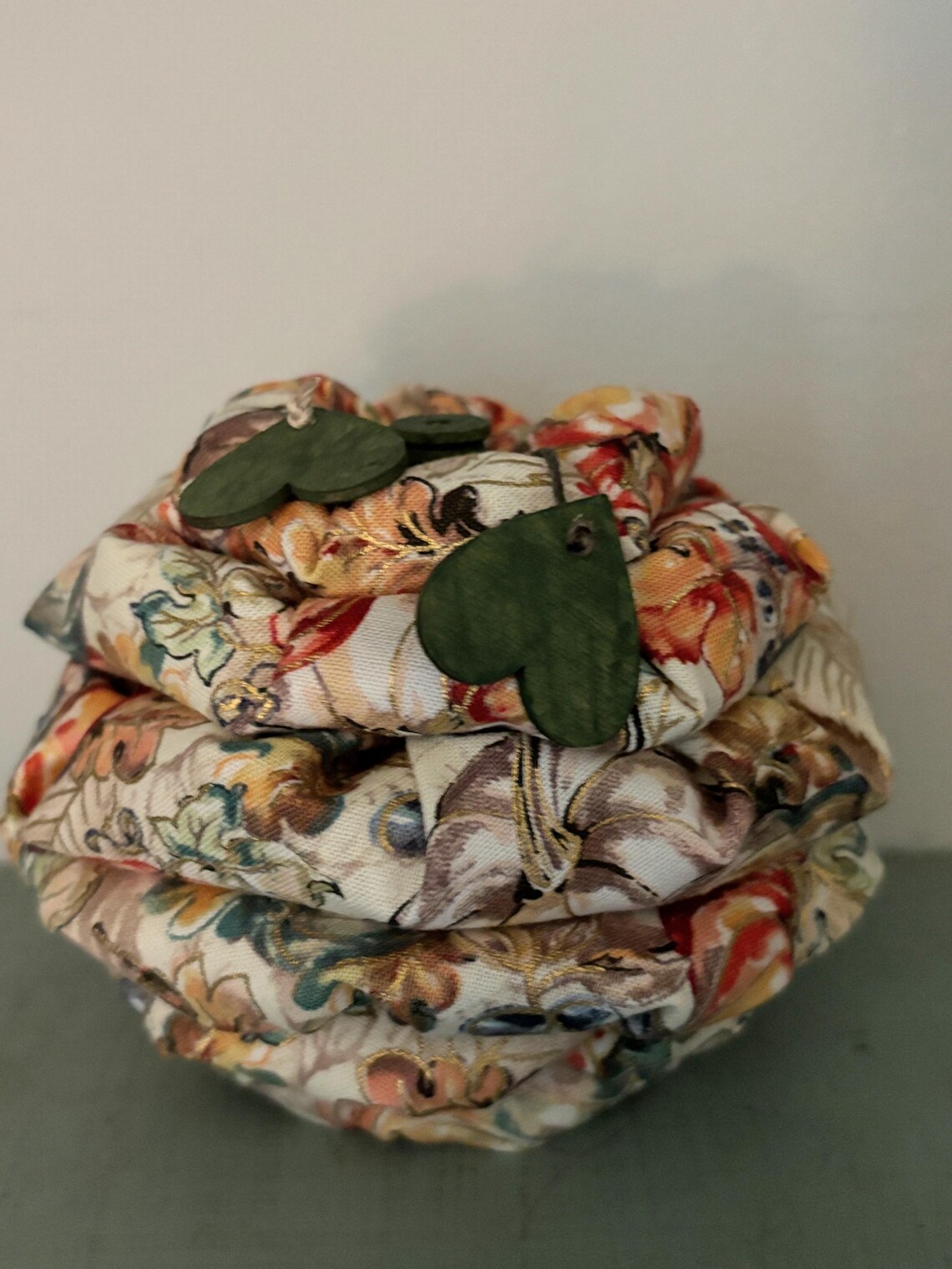 Small Fabric Yo-yo Pumpkin: Fall Decor With Wooden Accents - Etsy