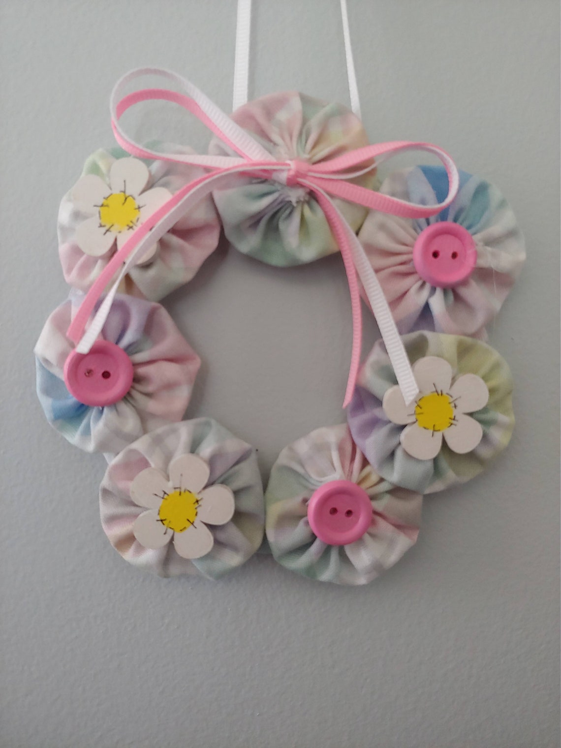 Small Spring Wreath Spring Yo-yo Wreath Small Spring Fabric | Etsy