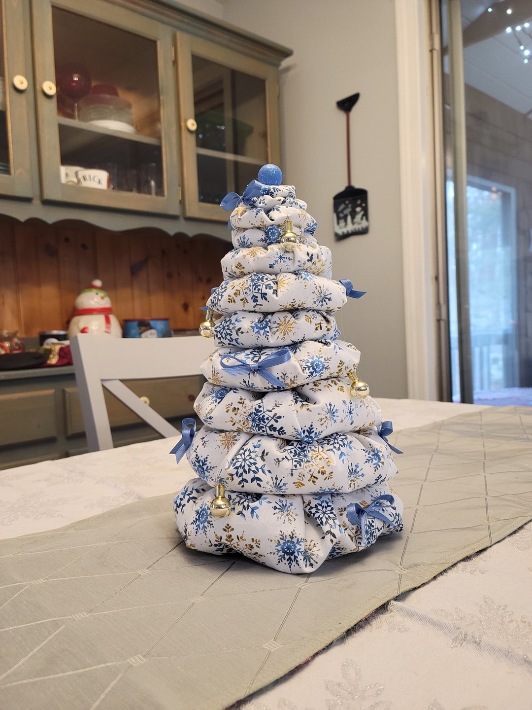 Blue Snowflake Tree, Blue Snowflake Fabric Centerpiece, Elegant Winter ...