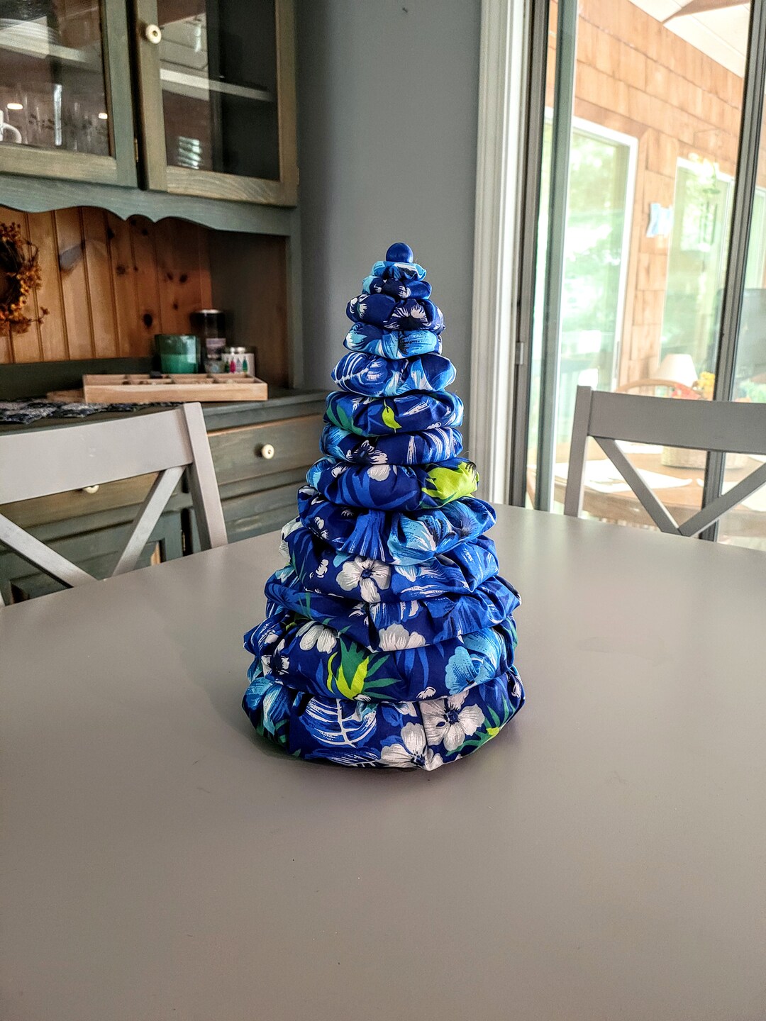 Tropical Fabric Tree Centerpiece: Blue Floral Beach Decor - Etsy