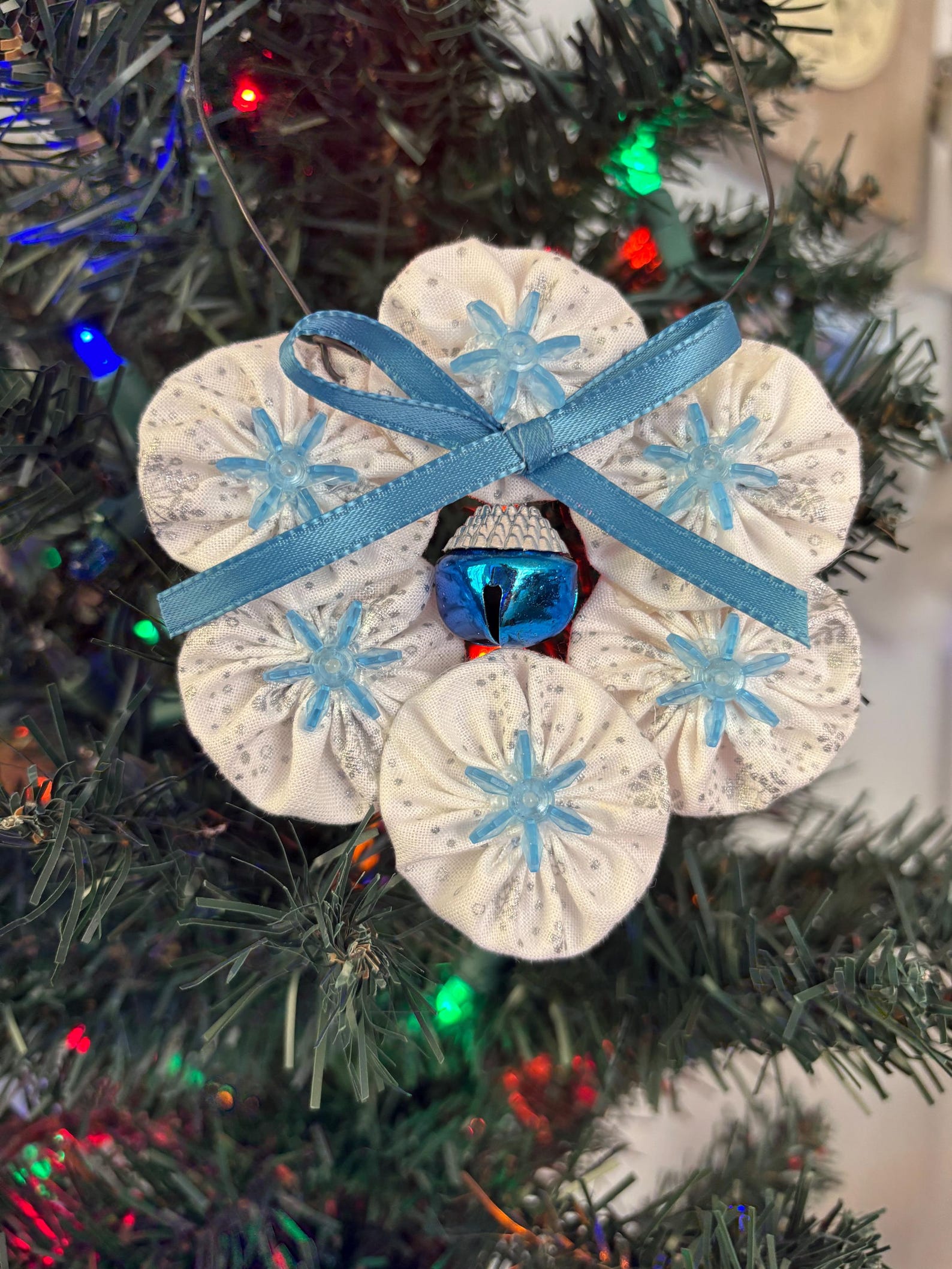 Yo Yo Fabric Wreath Ornament: Vintage Winter Snowflake Tree Decor - Etsy