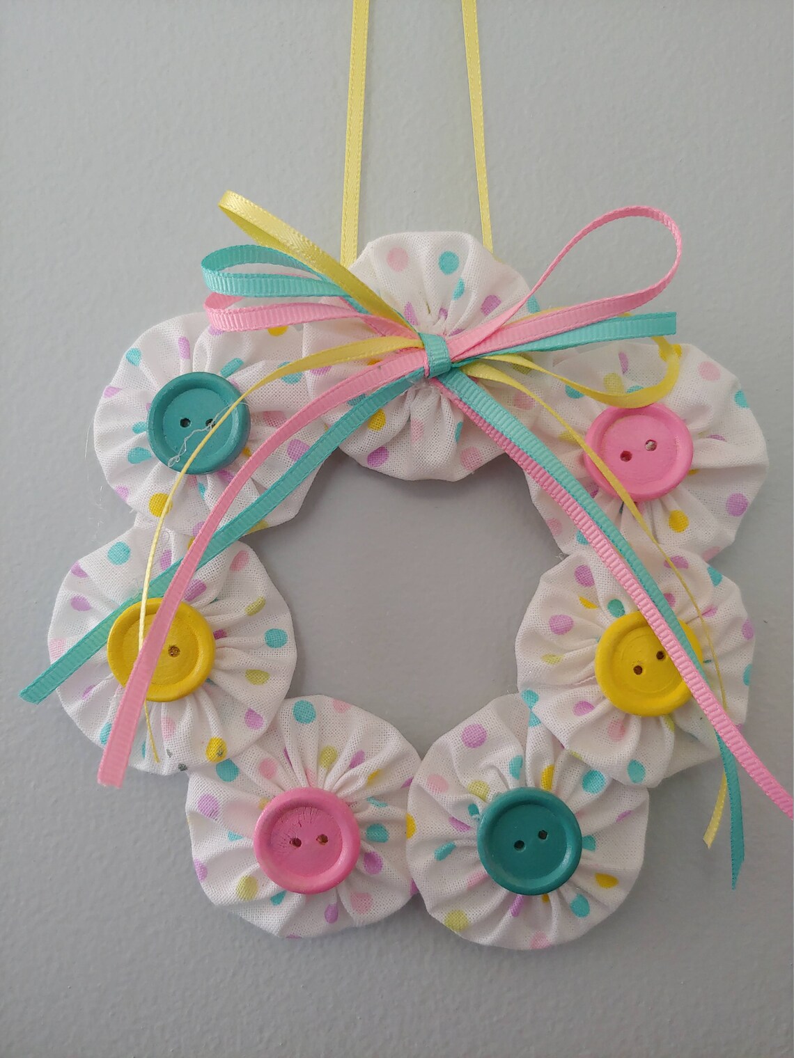 Small Spring Wreath Spring Yo-yo Wreath Small Spring Fabric | Etsy