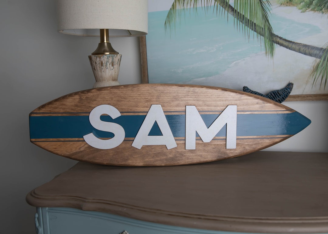 Surfboard Wood Sign, Surfboard Wall Art, Coastal Wood Sign, Nursery ...