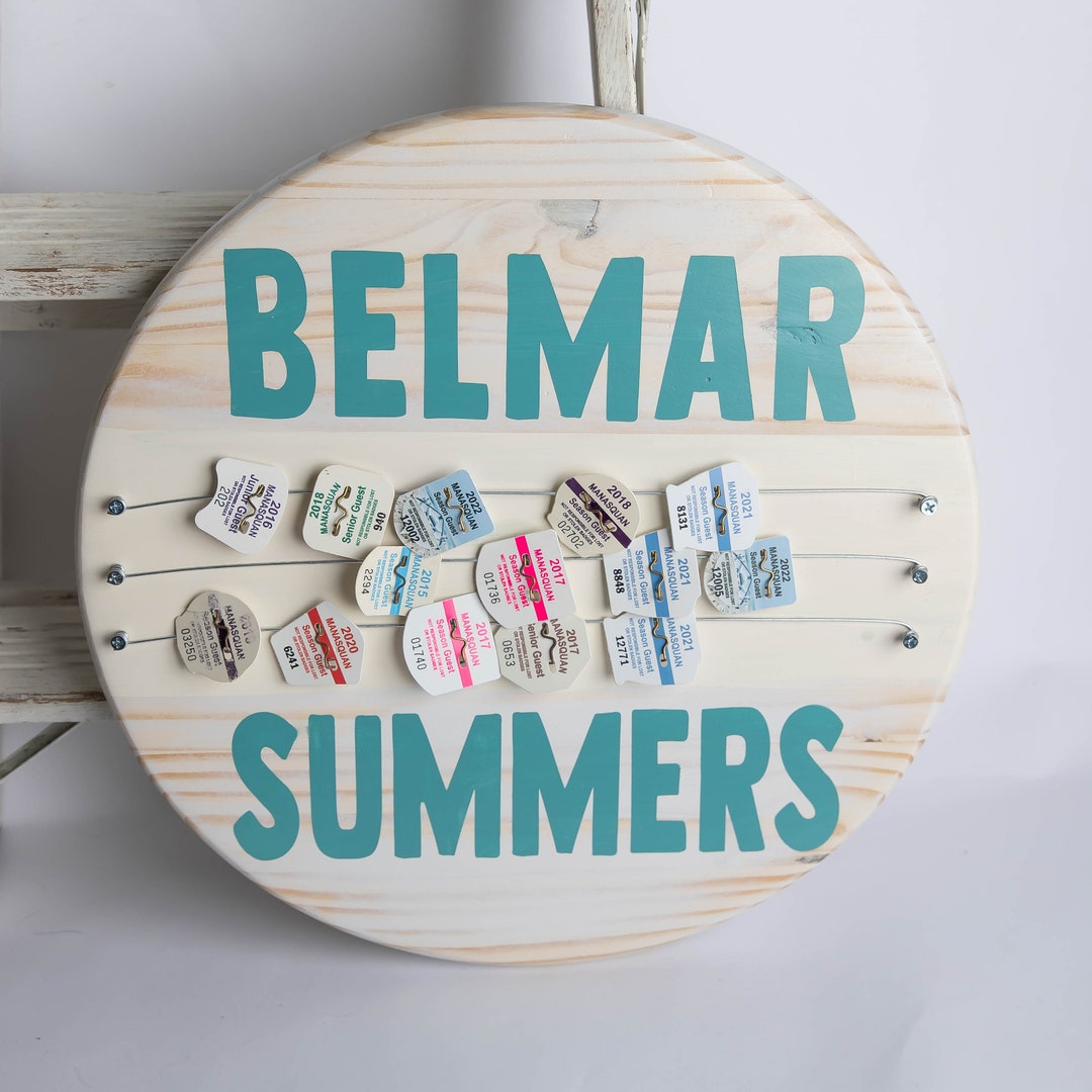 New Jersey Wood Sign, Beach Badge Display, Beach Badge Holder, Seasonal ...