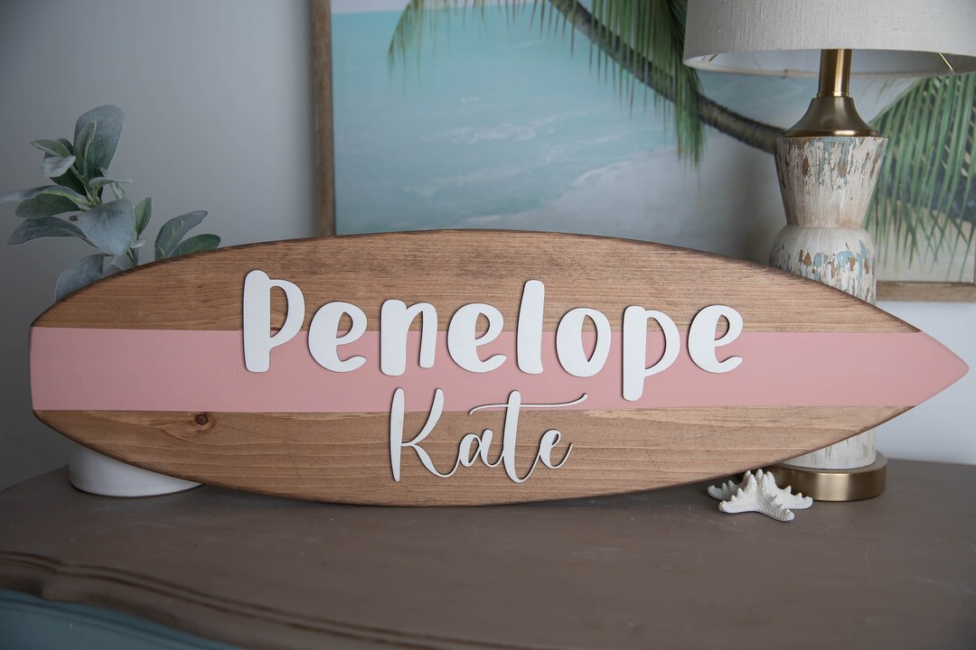 Surfboard Wood Sign, Surfboard Wall Art, Coastal Wood Sign, Nursery ...