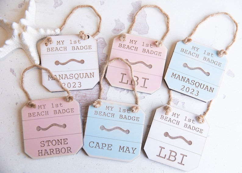 My First Beach Badge Ornament, NJ Shore Keepsake - Etsy