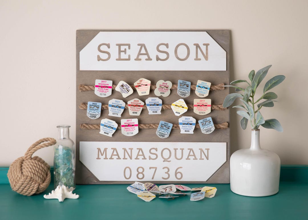 Beach Badge Holder Sign, Jersey Shore, Beach Badge Collection, NJ Beach ...