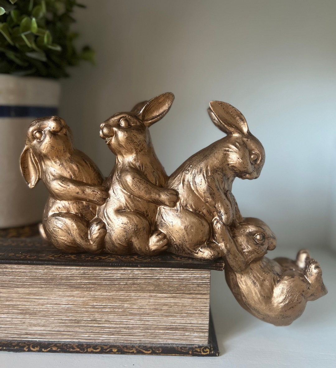 Antiqued Gold Bunny Shelf Sitter - Etsy