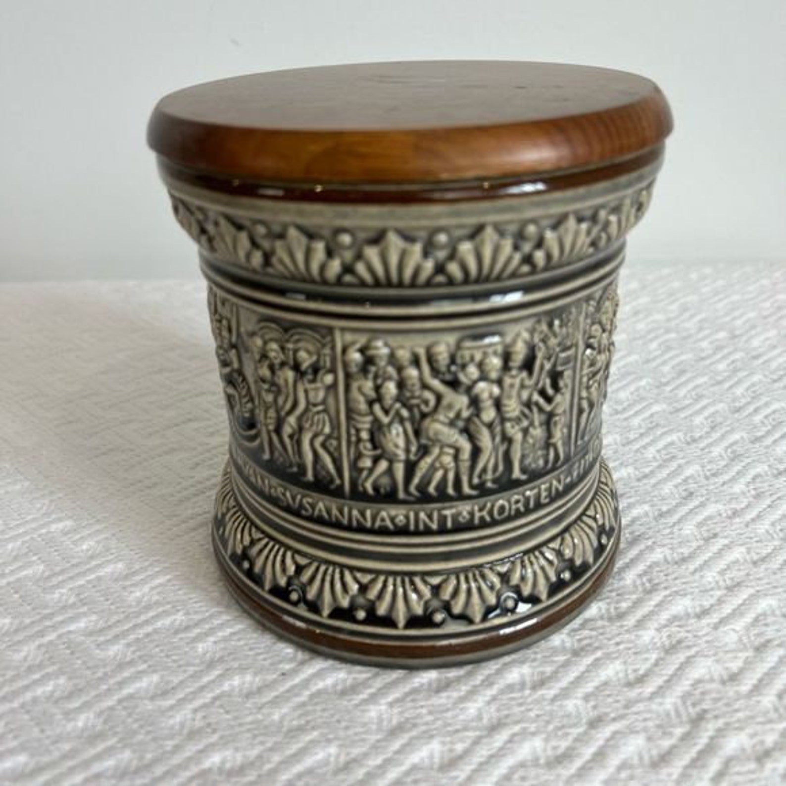 Vintage Handmade German Ceramic Humidor Tobacco Decor Jar With Extras ...