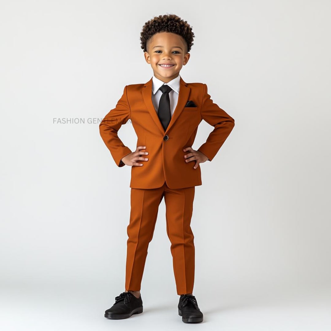 Boy's Rust Suit: Slim Fit 4-piece Fashion Set - Etsy