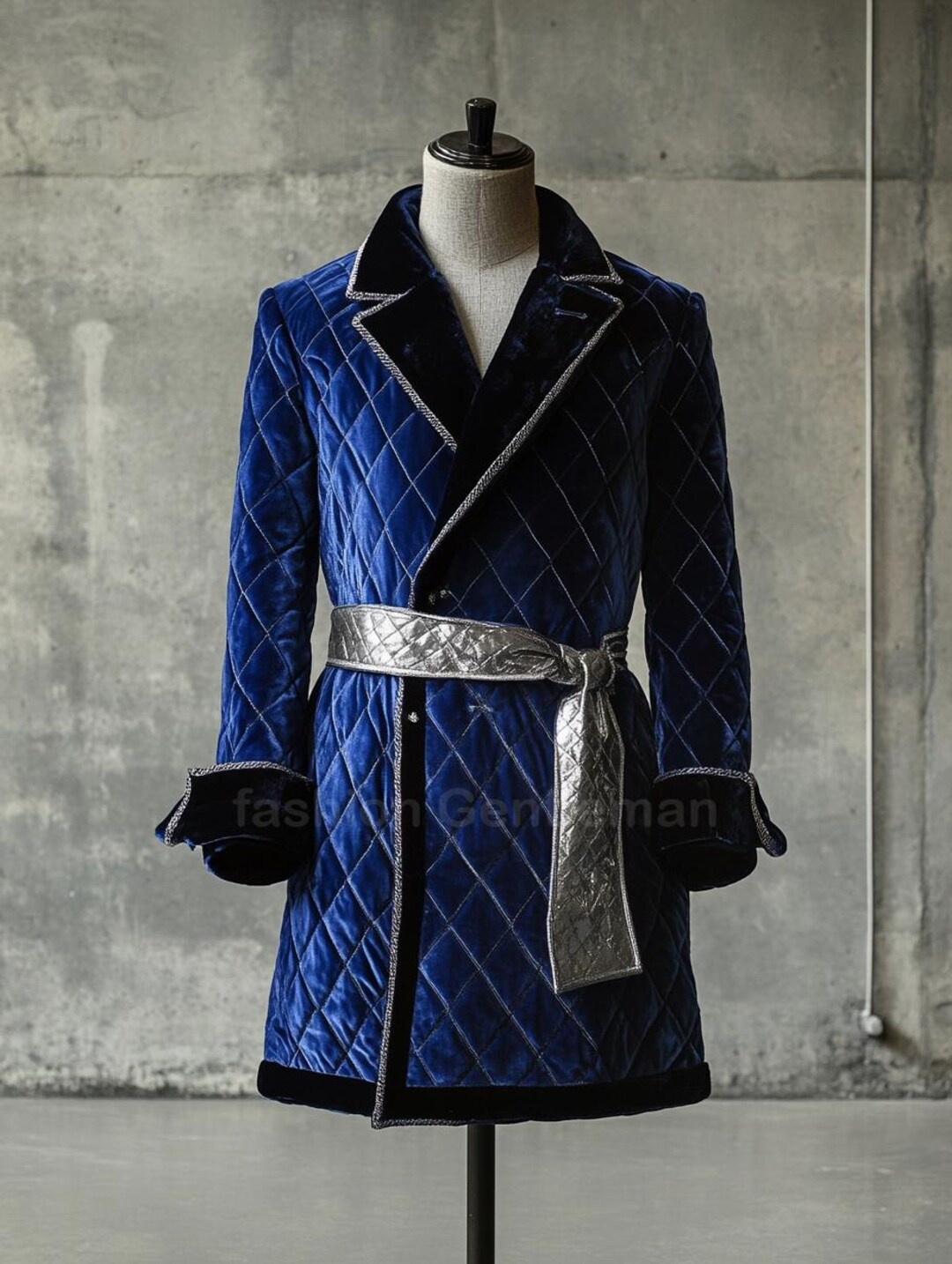 Christmas Mens Velvet Blue Smoking Robes-black Velvet Lapel and Cuffs ...