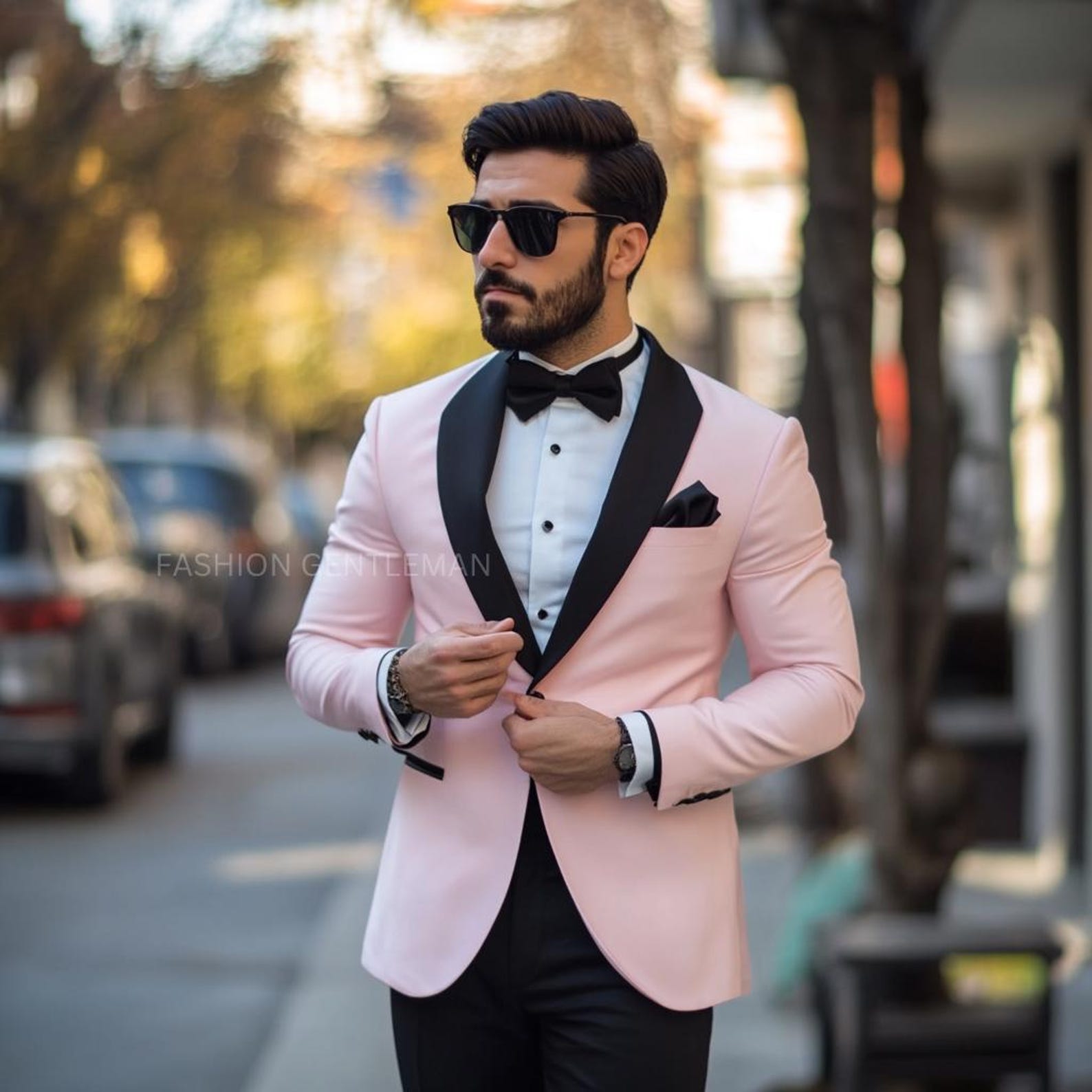 Light Pink Tuxedo: Slim Fit Two Piece Suit With Black Lapels - Etsy
