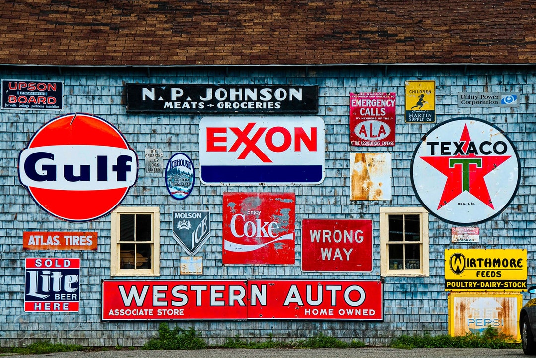 Rural Barn With Old Commercial Logo Signs Perfect for Den, Work Shop or ...