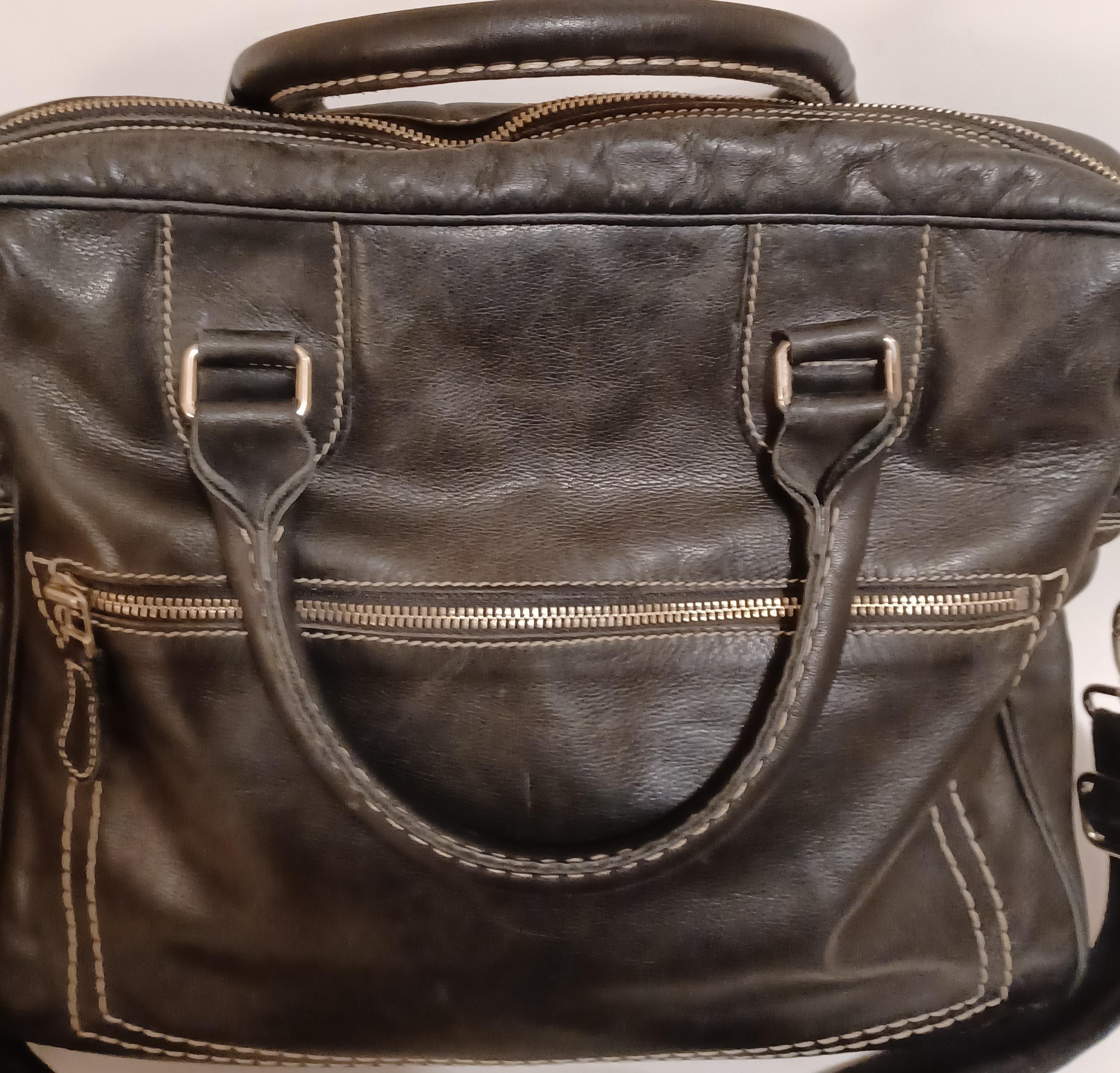 Vintage Large Leather Roots Briefcase Crossbody Bag/1990s/luxurious ...