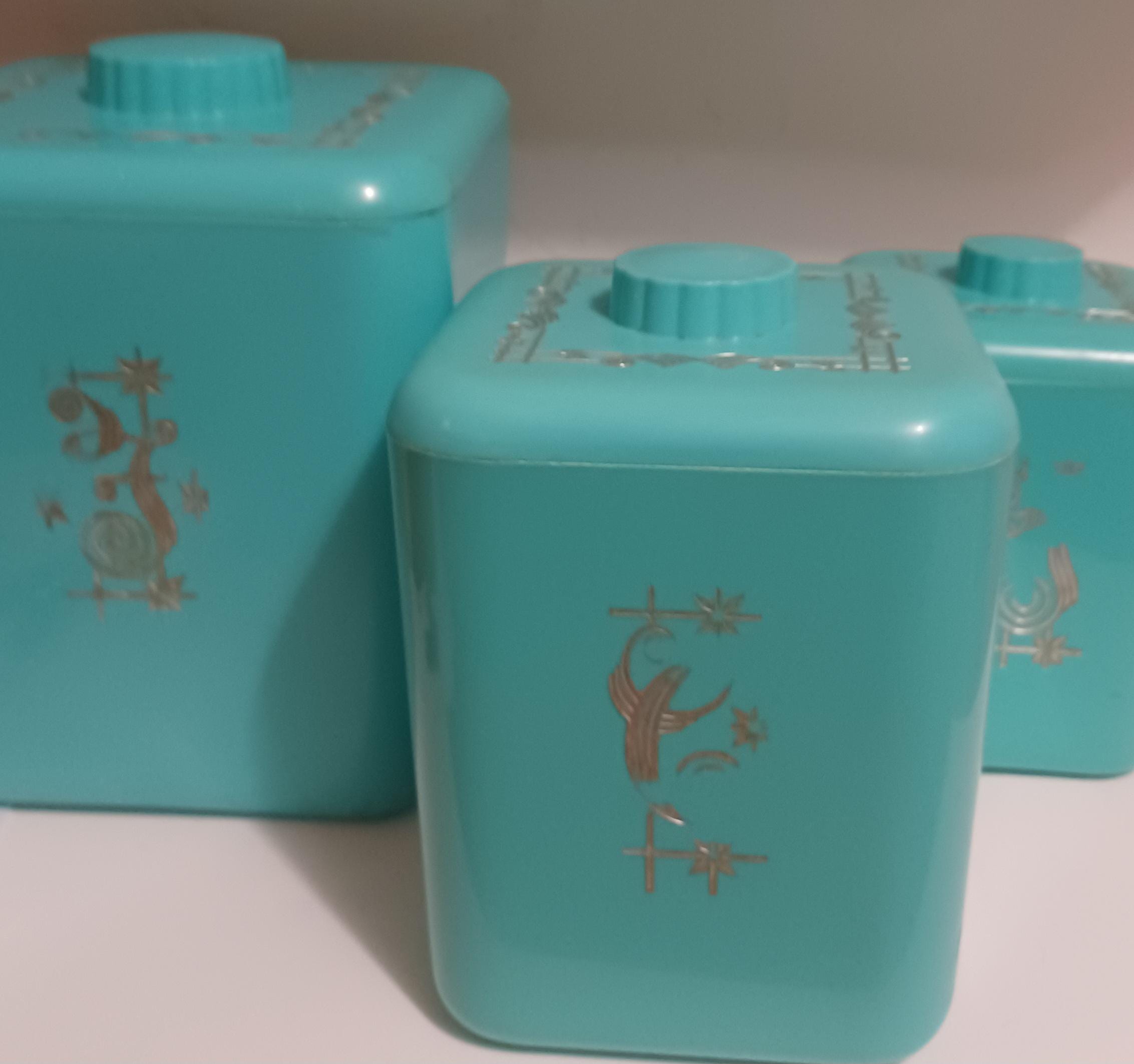 Vintage Aqua Plastic Canisters/1950s/set of 3 Canisters/turquoise ...