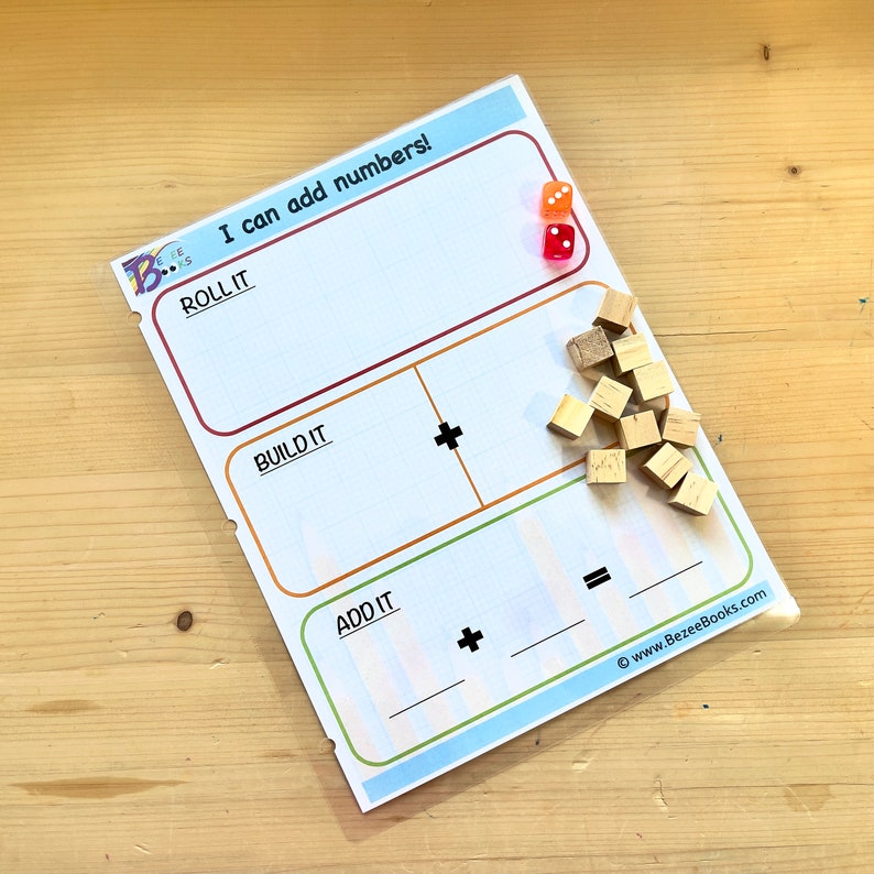 Roll, Build and Add It - Busy Book | Learning Mats | Kids Activity ...