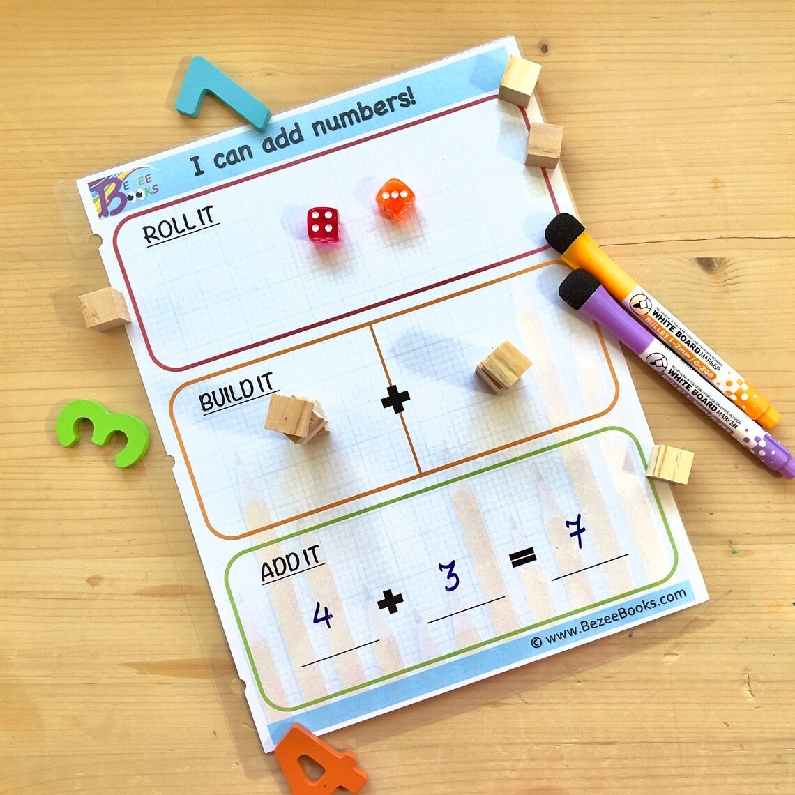 Roll, Build and Add It - Busy Book | Learning Mats | Kids Activity ...