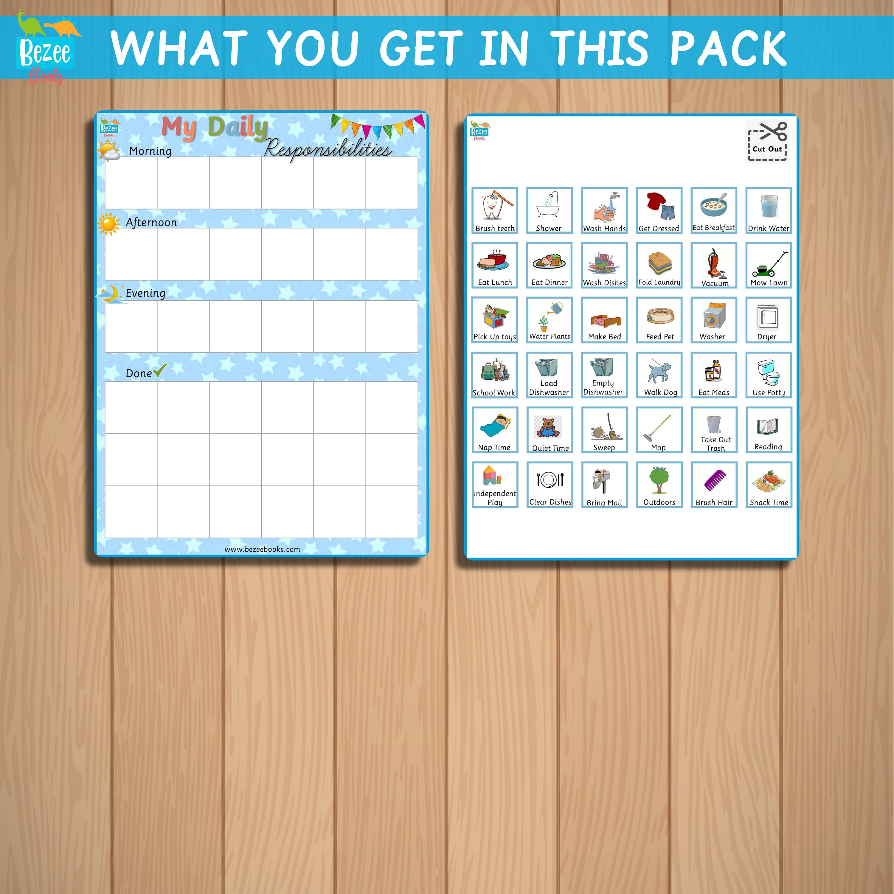 Daily Chores Responsibility Chart, Toddler Activities Printable, Daily ...