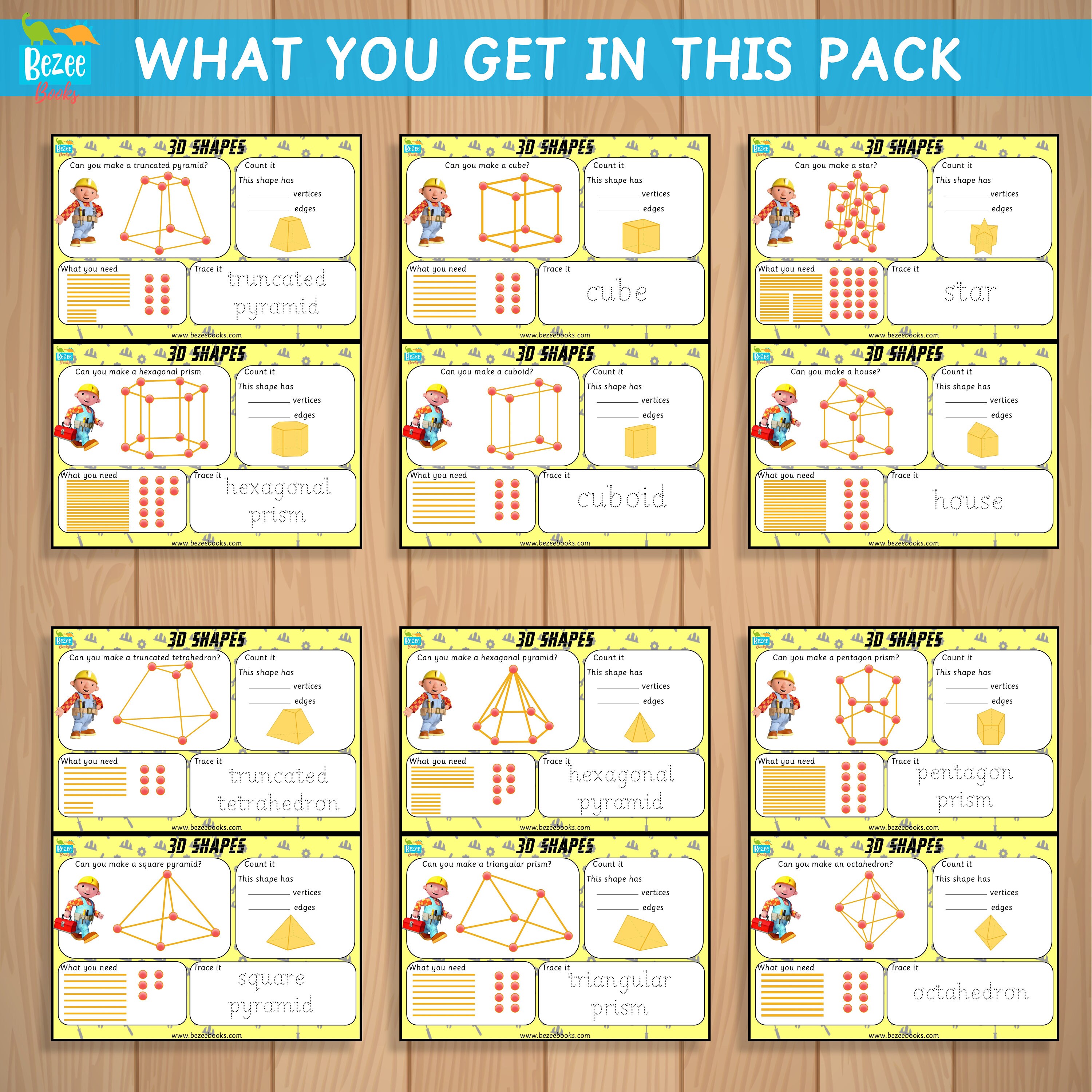 3D Shapes Learning Cards: Matchstick & Playdoh Activity (digital ...