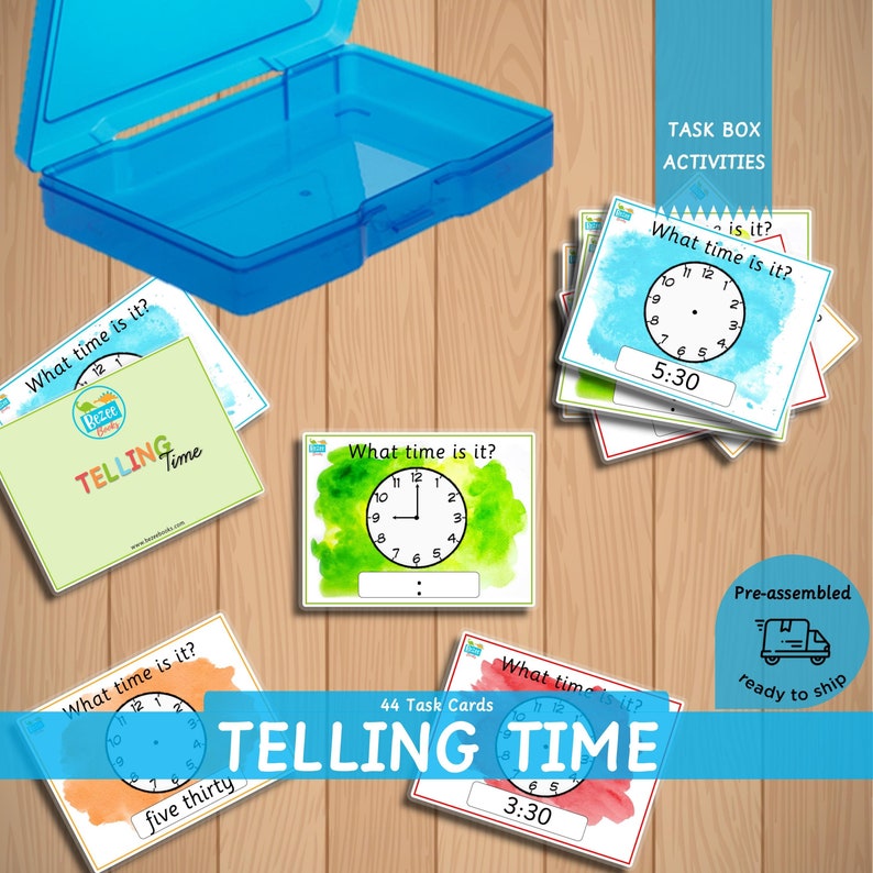 Telling Time Task Box: Montessori Math Game, Analog & Digital Clock - Etsy