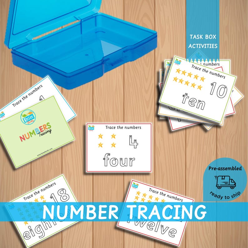 Number Tracing Task Box Activity Early Learning Montessori Portable ...