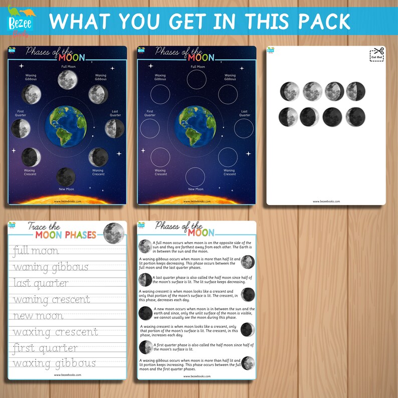 Phases of the Moon, Printable, Printable, Pre-k and K Learning, Science ...