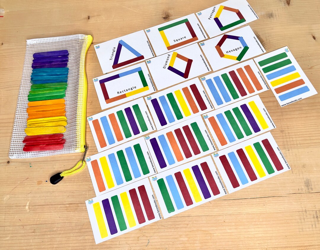 Popsicle Sticks Shape and Pattern Matching Activity Set - Etsy