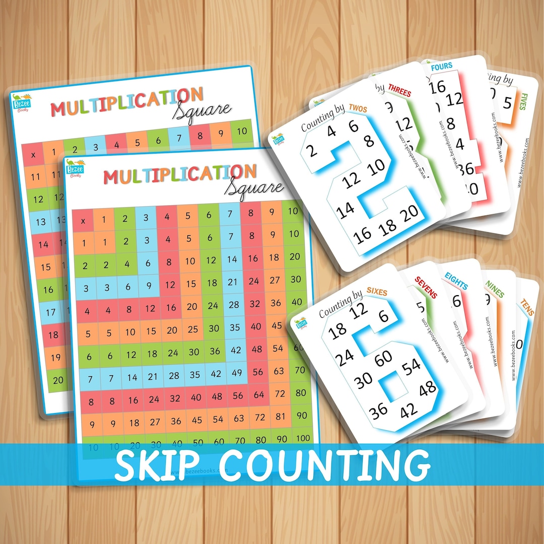 Skip Counting Flash Cards: Multiplication Square, Homeschool Math ...