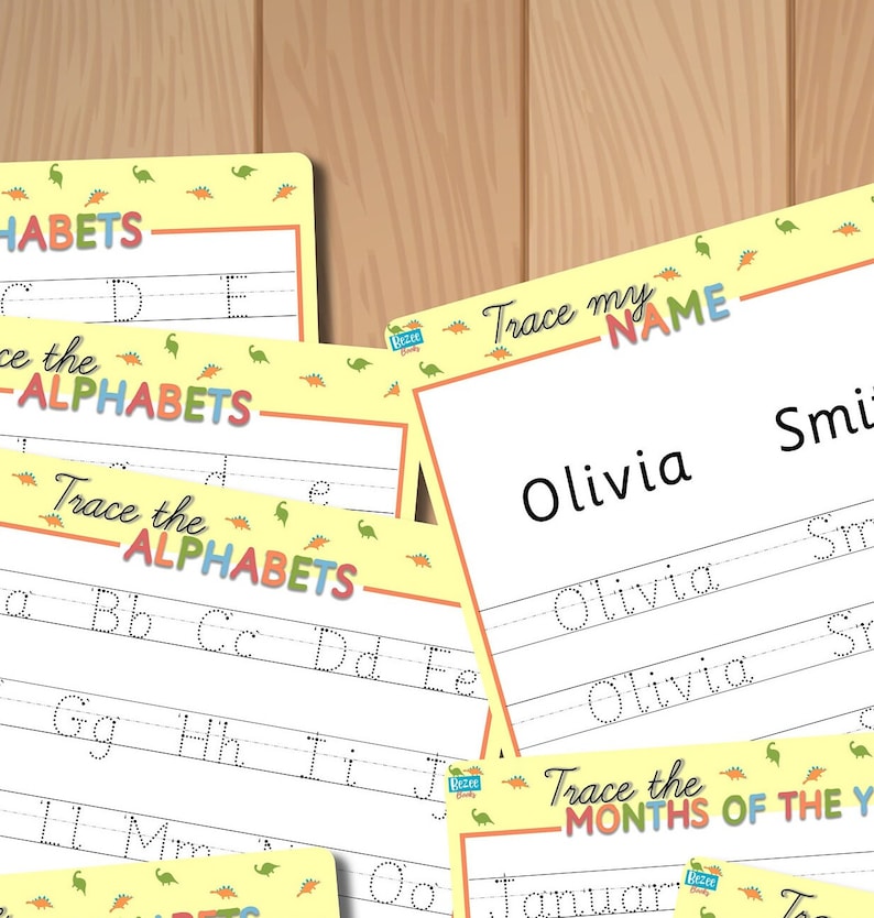 Tracing Penmanship Practice Worksheet Editable Name, Printable Alphabet ...