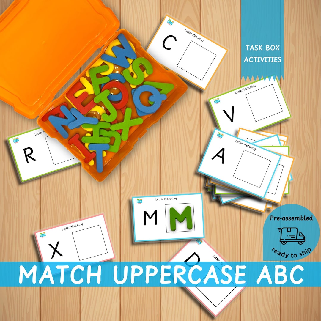 Match Lowercase or Uppercase Alphabets Letters Task Box Activity Early ...