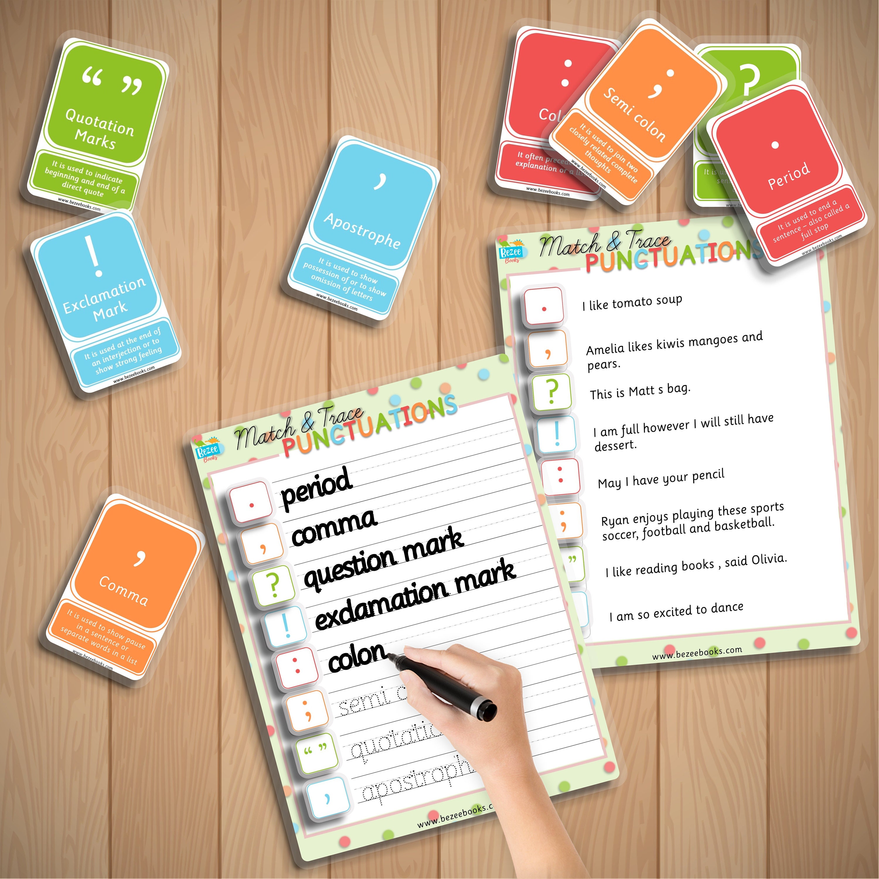 Punctuation Marks Practice Set English Language Grammar Flash Cards ...