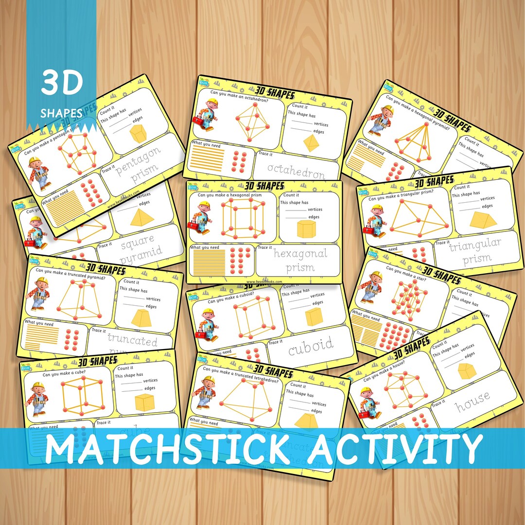 3D Shapes Learning Cards: Matchstick & Playdoh Activity (digital ...