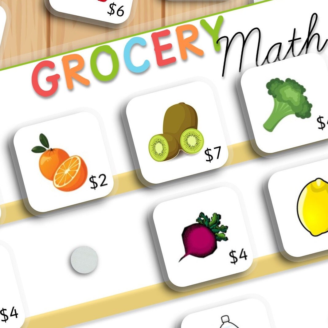Grocery Shopping Math Game First Second Grade Addition Counting ...