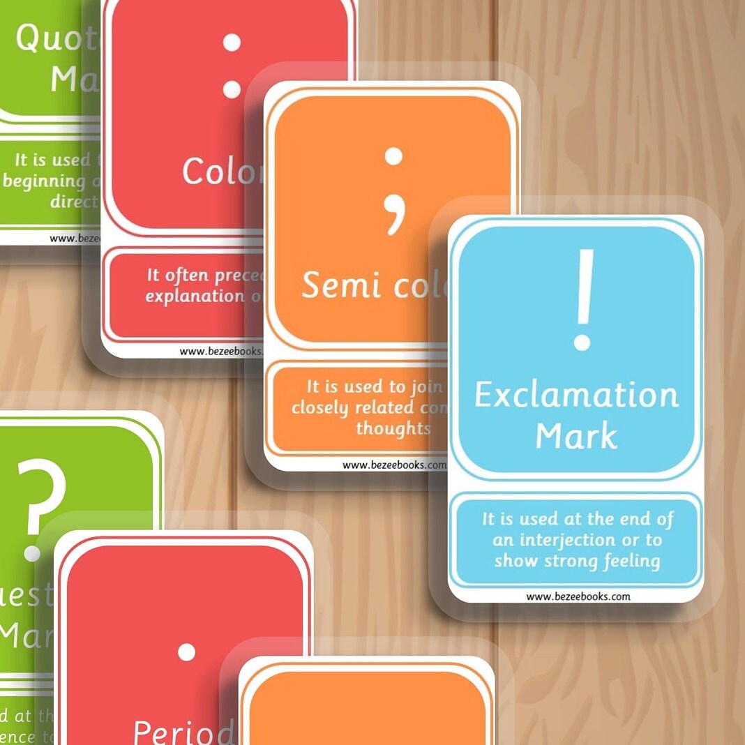 Punctuation Marks Practice Set English Language Grammar Flash Cards ...