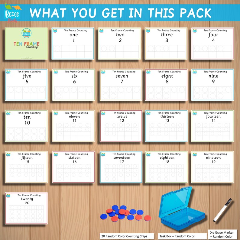 Counting With Ten Frames Task Box Activity Early Learning Montessori ...
