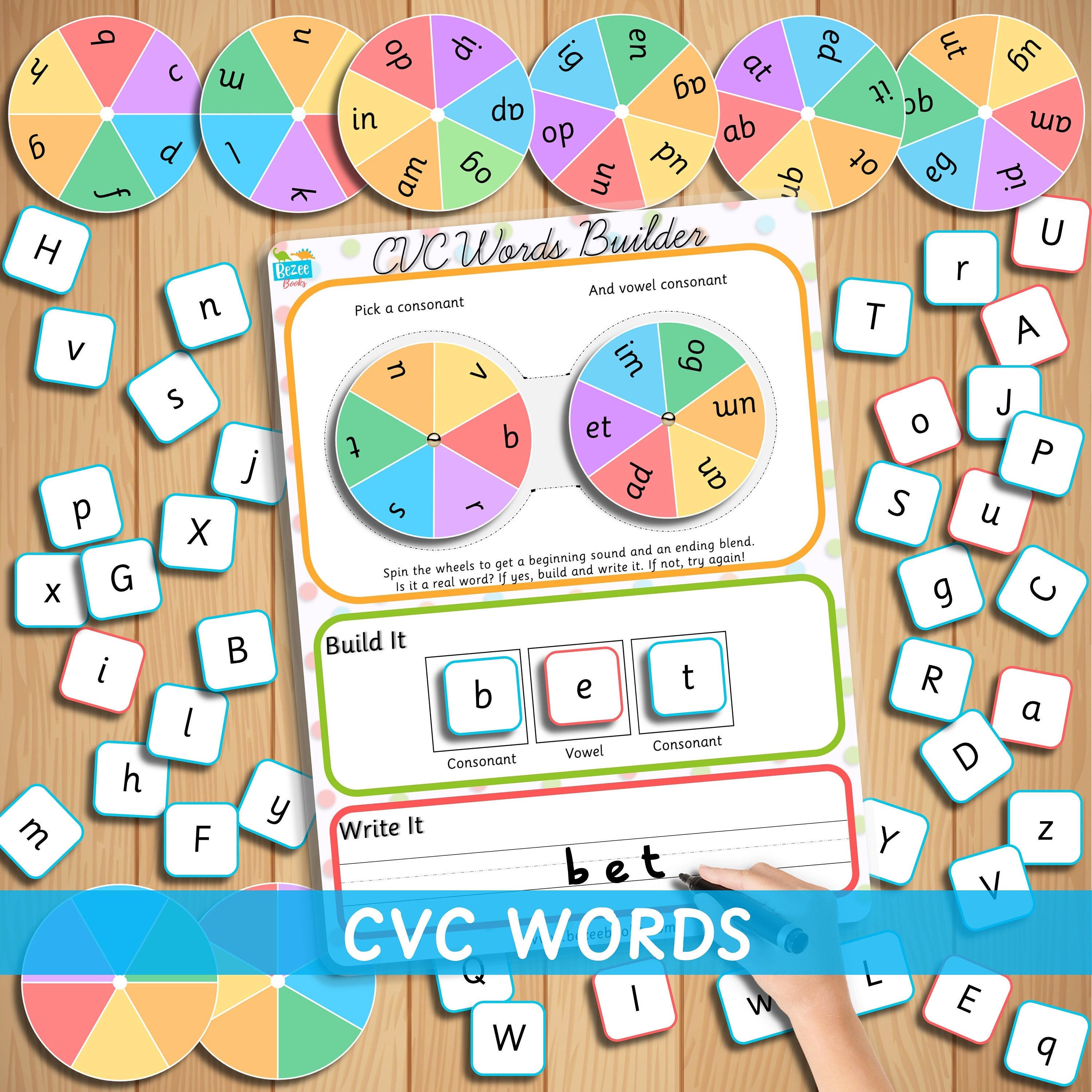 CVC Words Reading Game Beginning Phonics Activity Printable Sight Word ...