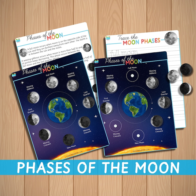 Phases of the Moon, Printable, Printable, Pre-k and K Learning, Science ...